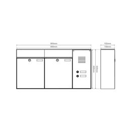 Renz JU Avantgarde Aufputzbriefkastenanlage 2 fach mit Sprechsieb in RAL DB 703