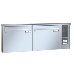 Renz Basic B Briefkastenanlage Aufputz in V4A Edelstahl mit Sprechsieb 2-fach