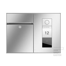 Renz Plan Unterputz Briefkasten 3x Gira 106 in V4A Edelstahl T&Atilde;&frac14;rstationsmodul mit 1 RT Kunststoff beleuchtet, Infomodul mit Gravur, Anzeigemodul mit Audio-Steuerger&Atilde;&curren;t + Gravur