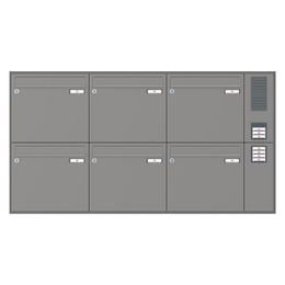 Renz Schattenfuge Unterputz Briefkastenanlage 6-fach mit Sprechsieb RAL7016