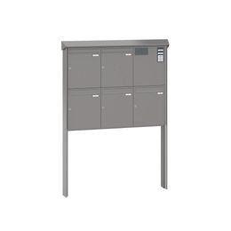 Renz Prisma freistehende Briefkastenanlage mit Sprechanlage 5-fach RAL9016