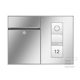 Renz Plan Unterputz Briefkasten 3x Gira 106 in V4A Edelstahl Klingelmodul V4A mit Gravur, Infomodul mit Gravur, Sprachmodul mit Audio-Steuerger&auml;t