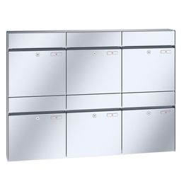 Renz Plan Aufputzbriefkastenanlage in V4A Edelstahl 6-fach