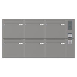 Renz Eckrahmen Unterputz Briefkastenanlage mit Sprechsieb 6-fach RAL9007