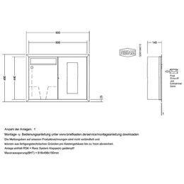Renz Plan Unterputz Briefkasten 3x Gira 106 in V4A Edelstahl Sprachmodul, Klingelmodul 1 Ruftaste beleuchtet, Blindmodul mit Audio-Steuerger&Atilde;&curren;t
