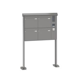 Renz Prisma freistehende Briefkastenanlage mit Sprechanlage 4-fach RAL9007