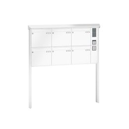 Renz Prisma freistehende Briefkastenanlage mit Sprechanlage 6-fach RAL9016