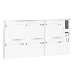 Renz Basic B Briefkastenanlage Aufputz mit Sprechsieb 6-fach RAL9016