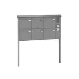 Renz Prisma freistehende Briefkastenanlage mit Sprechanlage 6-fach RAL9016