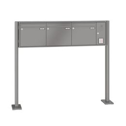 Renz Quadra freistehende Briefkastenanlage mit Sprechanlage 3-fach RAL9007