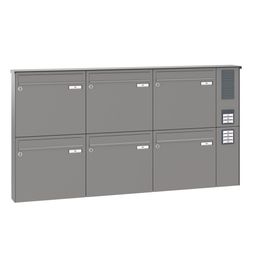 Renz Basic B Briefkastenanlage Aufputz mit Sprechsieb 6-fach RAL9007