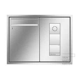 Renz Eckrahmen Unterputz Briefkasten 3x Gira 106 in V4A Edelstahl Sprachmodul, Blindmodul, Klingelmodul V4A mit Gravur mit Audio-Steuerger&auml;t + Gravur