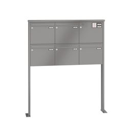 Renz Tetro freistehende Briefkastenanlage mit Sprechanlage 5-fach RAL9016