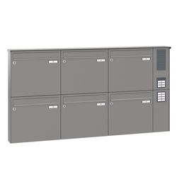Renz Basic B Briefkastenanlage Aufputz mit Sprechsieb 6-fach RAL7016