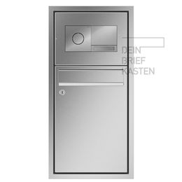 Renz Eckrahmen Unterputz Briefkasten 2x Gira 106 in V4A Edelstahl Sprachmodul, Klingelmodul beleuchtet