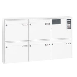 Renz Quadra Aufputzbriefkastenanlage mit Sprechsieb 5-fach RAL9016