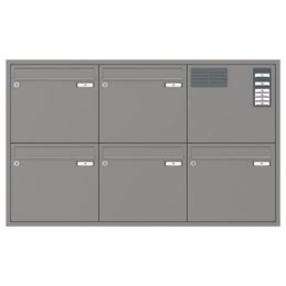 Renz Eckrahmen Unterputz Briefkastenanlage mit Sprechsieb 5-fach RAL9007