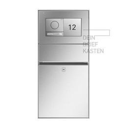 Renz Plan Unterputz Briefkasten 2x Gira 106 in V4A Edelstahl Sprachmodul mit 1 RT Kunststoff beleuchtet, Infomodul mit Gravur + Gravur