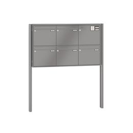 Renz Quadra freistehende Briefkastenanlage mit Sprechanlage 5-fach RAL9007