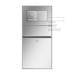 Renz Plan Unterputz Briefkasten 2x Gira 106 in V4A Edelstahl Sprachmodul mit 1 RT Kunststoff beleuchtet, Blindmodul mit Audio-Steuerger&auml;t
