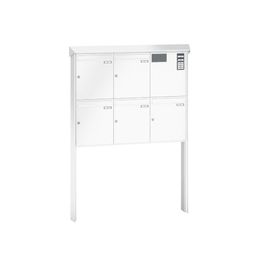 Renz Prisma freistehende Briefkastenanlage mit Sprechanlage 5-fach RAL9016