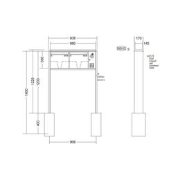 Renz RS2000 freistehende Briefkastenanlage mit Sprechanlage 2-fach RAL7016