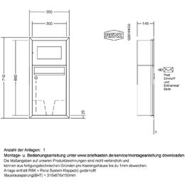 Renz Plan Unterputz Briefkasten 2x Gira 106 in V4A Edelstahl Sprachmodul mit Klingel und Gravur, Blindmodul+ Gravur