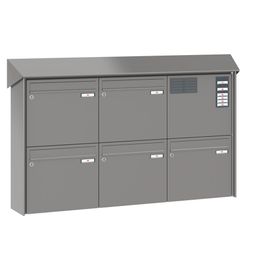 Renz Prisma Aufputzbriefkastenanlage mit Sprechsieb 5-fach RAL9007