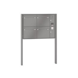 Renz Quadra freistehende Briefkastenanlage mit Sprechanlage 4-fach RAL9016