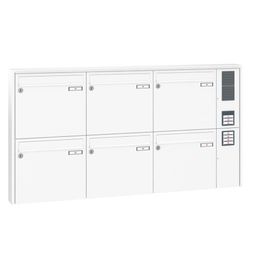 Renz Quadra Aufputzbriefkastenanlage mit Sprechsieb 6-fach RAL9016