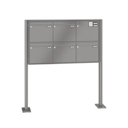 Renz Quadra freistehende Briefkastenanlage mit Sprechanlage 5-fach RAL9007