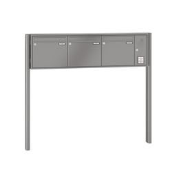 Renz Quadra freistehende Briefkastenanlage mit Sprechanlage 3-fach RAL9007