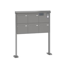 Renz Prisma freistehende Briefkastenanlage mit Sprechanlage 5-fach RAL9016