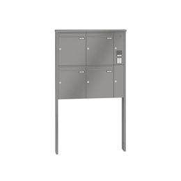 Renz Tetro freistehende Briefkastenanlage mit Sprechanlage 4-fach RAL9007