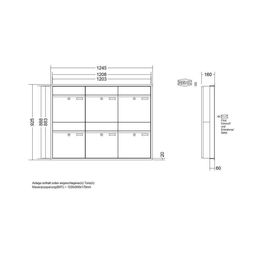 Renz Plan Unterputz Briefkastenanlage 6-fach RAL9007