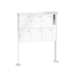 Renz Prisma freistehende Briefkastenanlage mit Sprechanlage 6-fach RAL9016