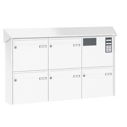 Renz Prisma Aufputzbriefkastenanlage mit Sprechsieb 5-fach RAL9016