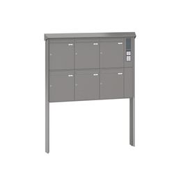 Renz Prisma freistehende Briefkastenanlage mit Sprechanlage 6-fach RAL9007