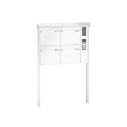 Renz Prisma freistehende Briefkastenanlage mit Sprechanlage 4-fach RAL9016