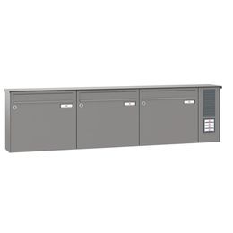 Renz Basic B Briefkastenanlage Aufputz mit Sprechsieb 3-fach RAL9007
