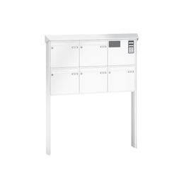 Renz Prisma freistehende Briefkastenanlage mit Sprechanlage 5-fach RAL9016