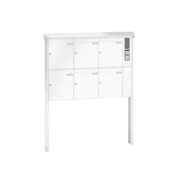 Renz Prisma freistehende Briefkastenanlage mit Sprechanlage 6-fach RAL9016