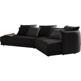 Ecksofa DESIGNWERK "New York L-Form, anmutendes Designsofa", schwarz (charcoal), B:333cm T:179cm, 100% Polyester, Sofas, Ecksofa, mit moderner R&ung im R&uuml;cken