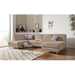Sit & More Wohnlandschaft SIT & MORE "Clio U-Form", beige, B:319cm H:89cm T:190cm, Sofas, Wohnlandschaft, wahlweise mit Bettfunktion und Bettkasten, inklusive Federkern