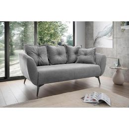 2,5-Sitzer Home Affaire "Baggio, Breite 196 cm zeitlos & elegant, bequem", grau, B:196cm H:94cm T:103cm, 100% Polyester, Sofas, 2 5-Sitzer, schwarze Metallf&uuml;&szlig;e