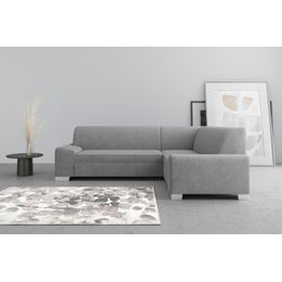 Ecksofa DOMO collection "Anzio in kubischer Formensprache, flache Armlehnen, L-Form", grau, B:259cm H:85cm T:191cm, Sofas, Ecksofa, Wahlweise mit Bettfunktion und Federkern f&uuml;r hohen Sitzkomfort