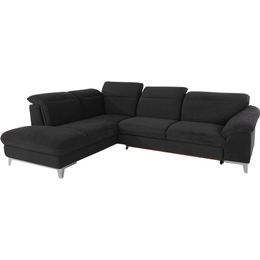 Ecksofa COTTA "Teresa L-Form", schwarz, B:293cm H:84cm T:232cm, Chenille (90% Polyester; 10% Polyamid );Struktur (100% Polyester ), Sofas, Ecksofa, mit Kopfteilverstellung, wahlweise mit Bettfunktion