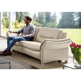 2,5-Sitzer Hukla "HU-SF15058 Ledersofa, Breite 194 cm", beige (torro ecru), B:194cm H:91cm T:92cm, Sofas, 2 5-Sitzer, aus Leder, optional Kopfst&uuml;tze u. WallAway-Funktion