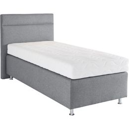 Boxspringbett, grau (strukturstoff grau), ohne LED-Beleuchtung, Liegefl&auml;che B/L: 90cm x 200cm, H2 + H2, 7-Zonen-Kaltschaummatratze, Bezug Unterbox und Kopfteil: Strukturstoff (77% Polyester und 23% Viskose);Bezug Obermatratze 100% Polyester, waschbar bis 60C, Westfalia Schlafkomfort, Komplettbetten, Boxspringbett, wahlweise mit LED-Beleuchtung