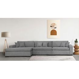 Sofa-Eckelement Home Affaire "Skara XXL L-Form", grau (hellgrau), B:400cm H:86cm T:190cm, 100% Polyester, Polsterelemente, Sofa-Eckelement, Lounge-Sofa XXL mit Federkern-Polsterung, in vielen Bezugsvarianten